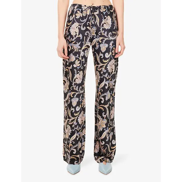 Veronica Beard Billie Floral-print Silk-blend Trousers