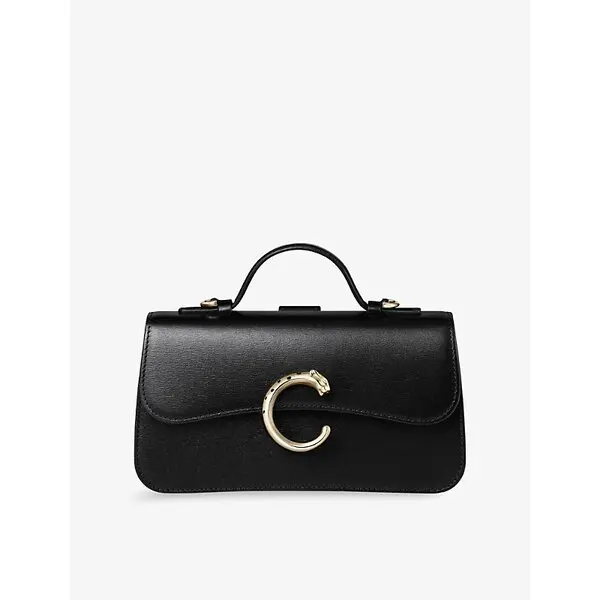 CARTIER Panthère C Nano Leather Top-handle Bag - Black