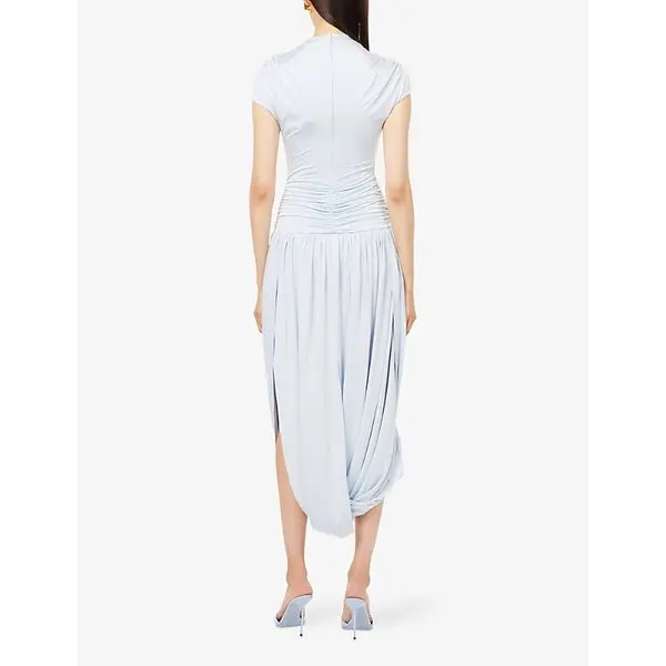 SELF-PORTRAIT Gathered Jersey Midi Dress