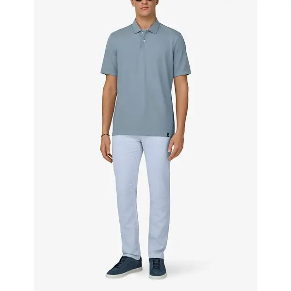 Boggi Milano Short-sleeved Piqué Cotton-blend Polo Shirt Xxl