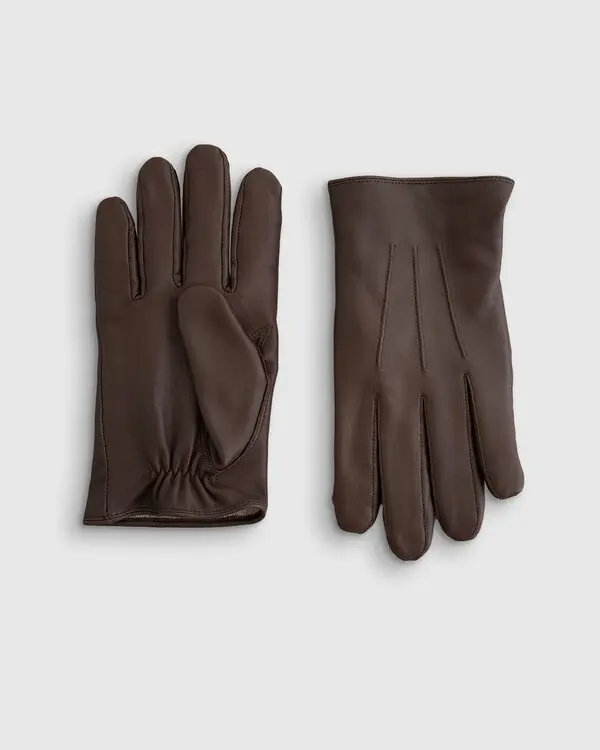 Quince Cashmere Lined Leather Gloves - Chocolate