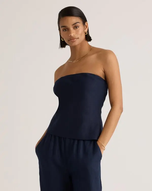 Quince 100% European Linen Strapless Top