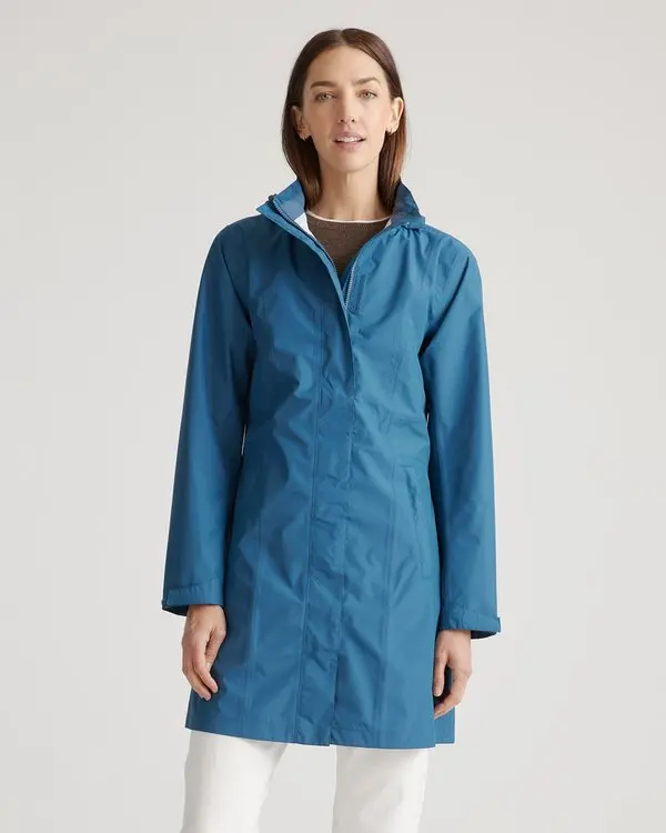 Quince Weather Proof Long Rain Shell Jacket - Ink Blue