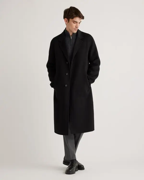 Quince 100% Mongolian Cashmere Double-faced Overcoat - Black