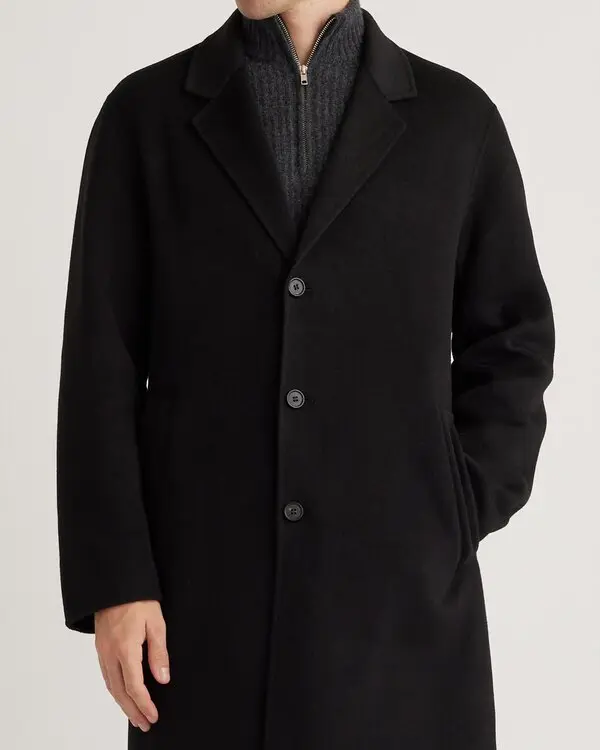 Quince 100% Mongolian Cashmere Double-faced Overcoat - Black