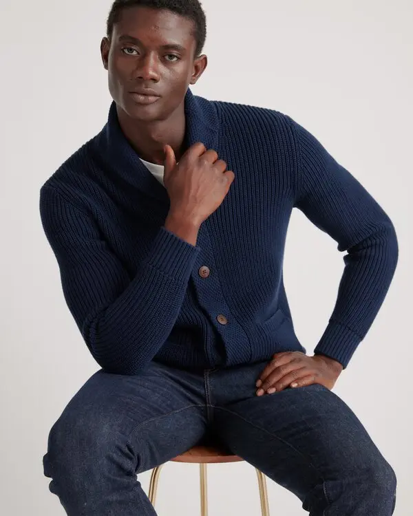 Quince Organic Cotton Shawl-collar Cardigan Sweater