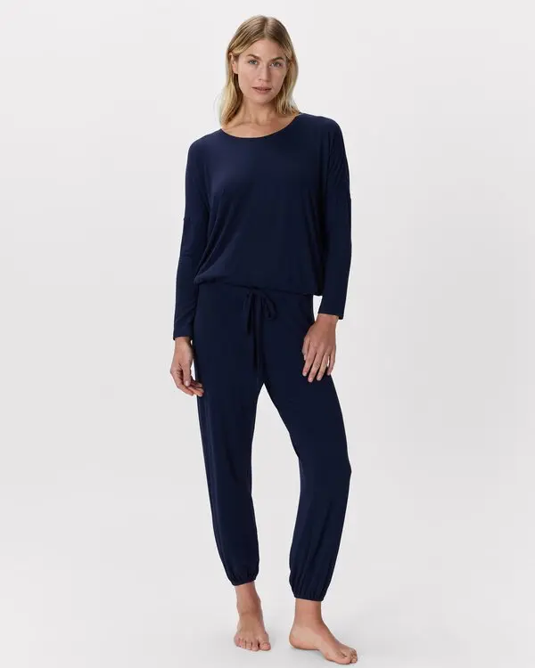 Quince Bamboo Jersey Slouchy Pajama Set - Deep Navy