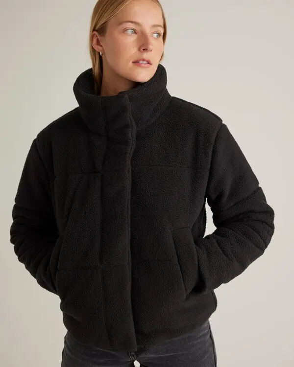 Quince Sherpa Puffer Jacket - Black