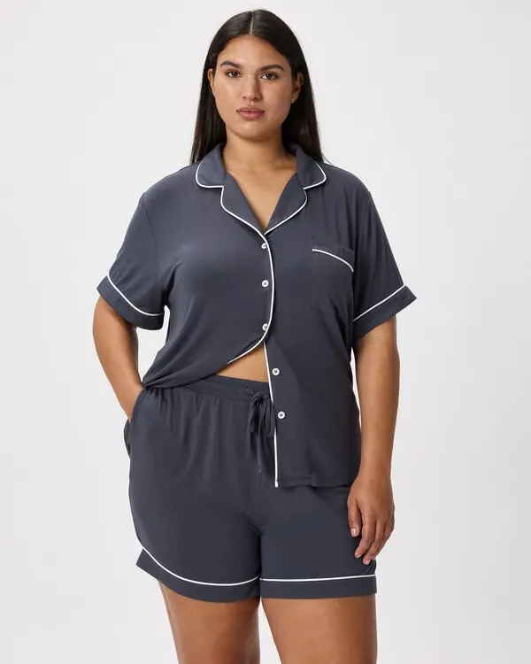 Quince Bamboo Jersey Short Sleeve Pajama Set - Graphite