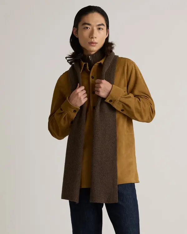 Quince Mongolian Cashmere Ribbed Scarf - Brown