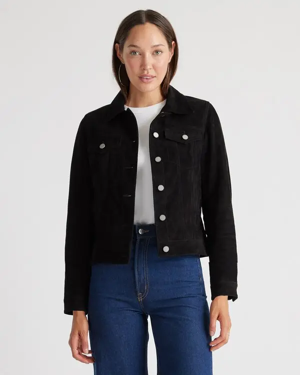 Quince Suede Trucker Jacket
