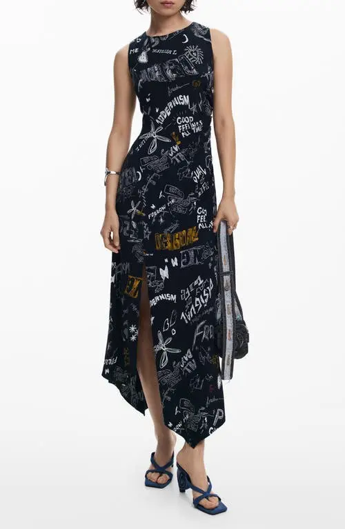 Desigual Slogan Print Sleeveless Dress