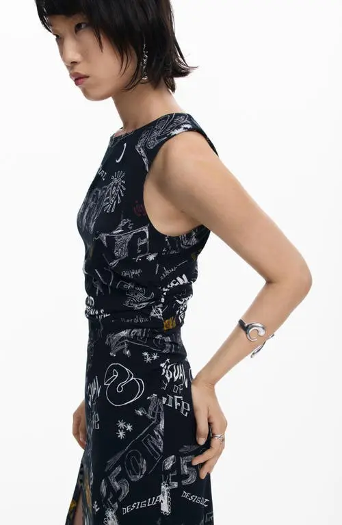 Desigual Slogan Print Sleeveless Dress