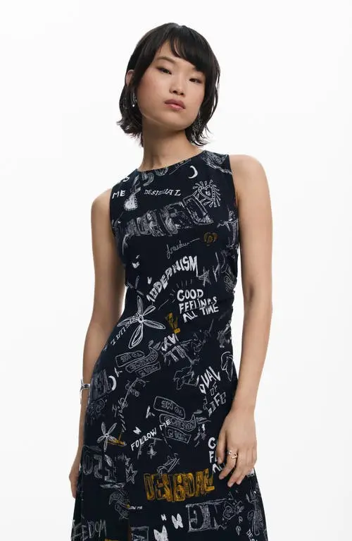 Desigual Slogan Print Sleeveless Dress