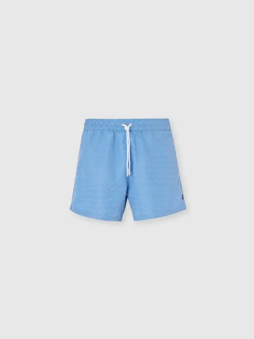UM Mid-length Swim Shorts With Zigzag Print - Light Blue
