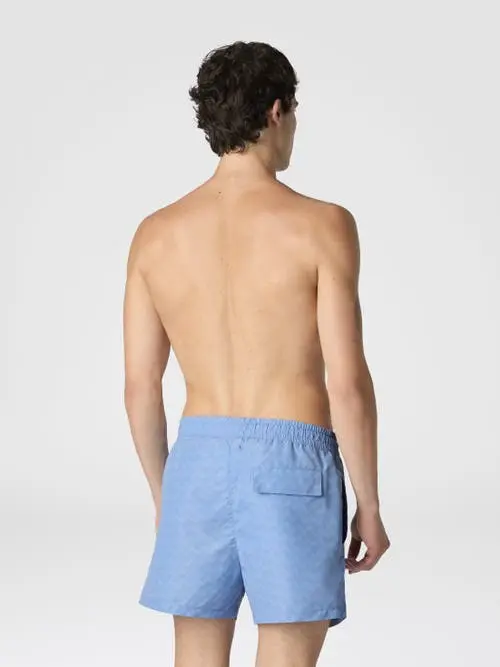 UM Mid-length Swim Shorts With Zigzag Print - Light Blue