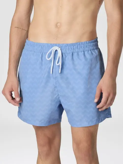 UM Mid-length Swim Shorts With Zigzag Print - Light Blue