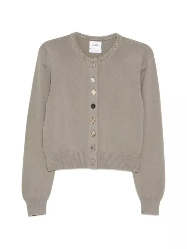 BARRIE Cotton And Cashmere Jewelled Button Cardigan - Neutrals