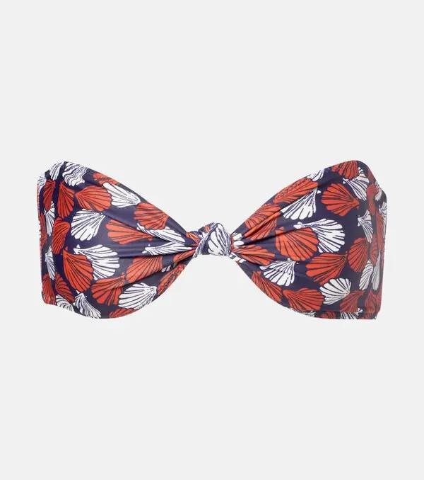 SAME Knotted Printed Bandeau Bikini Top - Blue