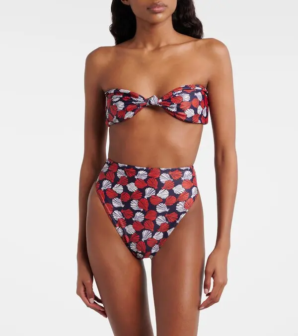 SAME Knotted Printed Bandeau Bikini Top - Blue