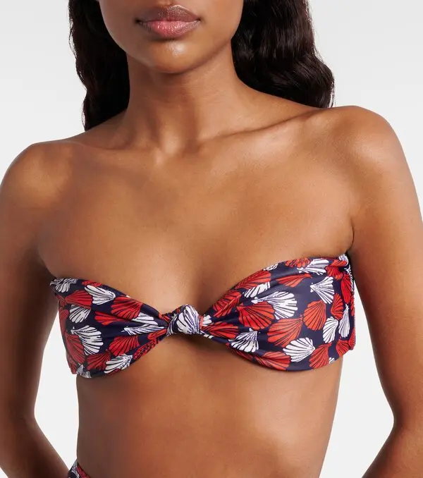 SAME Knotted Printed Bandeau Bikini Top - Blue