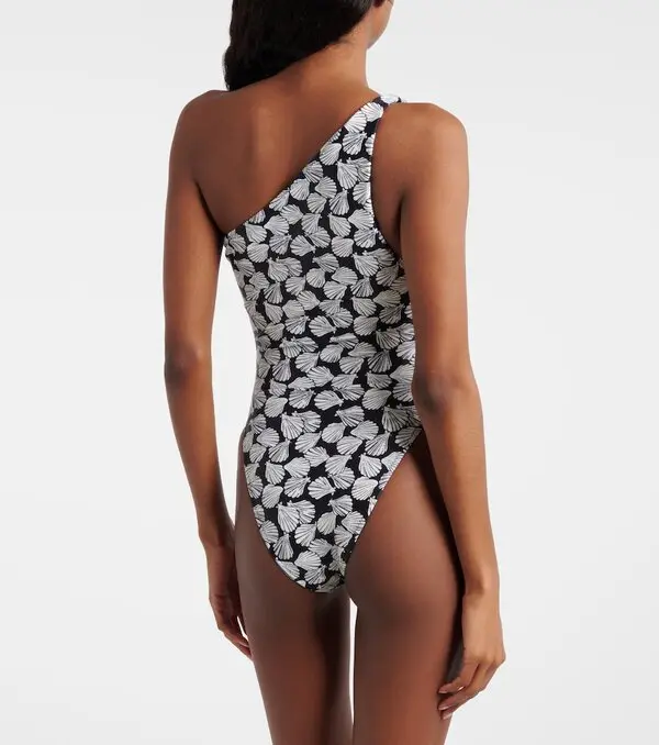 SAME Printed One-shoulder Swimsuit - Black
