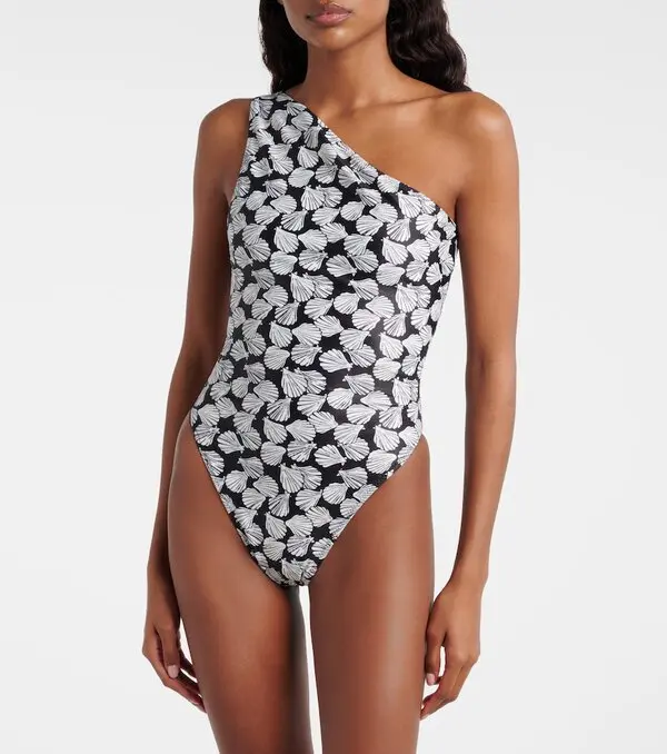 SAME Printed One-shoulder Swimsuit - Black