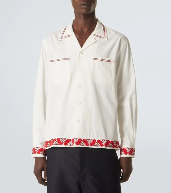 BODE Cherry Lane Beaded Cotton Poplin Shirt