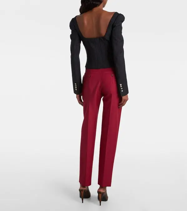 Alexander McQueen Cropped Slim Wool And Mohair Pants