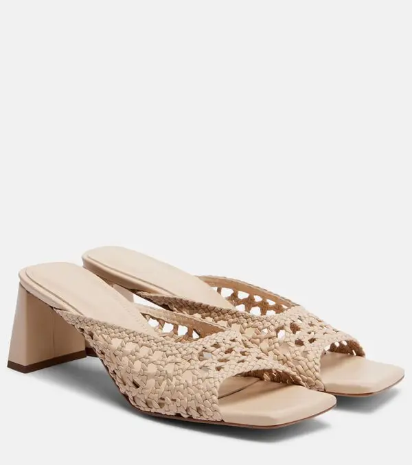 SOULIERS MARTINEZ Ernestina Braided Leather Mules - Beige