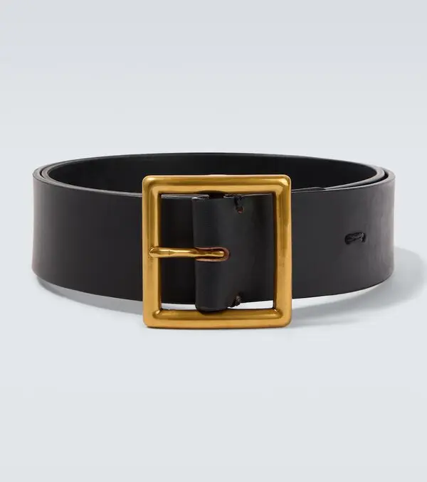 Visvim Leather Belt With Gold Tone Hardware