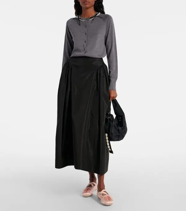 Simone Rocha Embellished Wool And Silk Cardigan - Grey