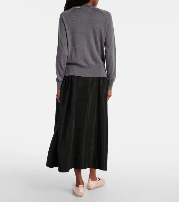 Simone Rocha Embellished Wool And Silk Cardigan - Grey