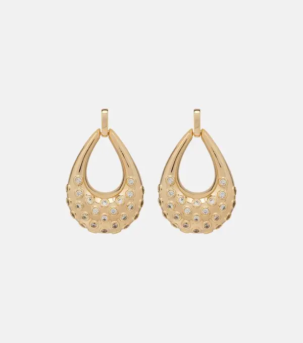 SELF-PORTRAIT Crystal-embellished Hoop Earrings - Gold