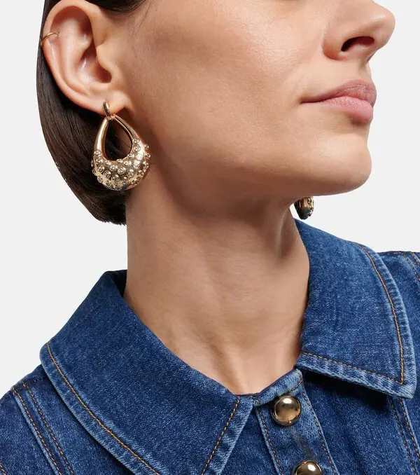 SELF-PORTRAIT Crystal-embellished Hoop Earrings