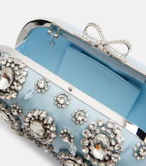SELF-PORTRAIT Crystal-embellished Clutch - Blue