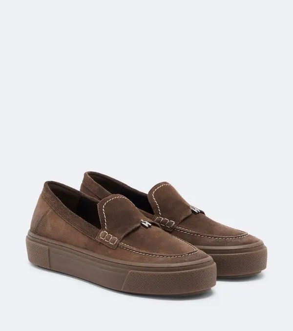 Hogan Crosswind Suede Loafers - Brown