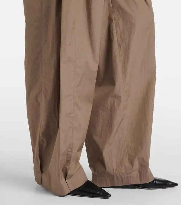 THE ROW Iven Cotton Poplin Wide-leg Pants - Green