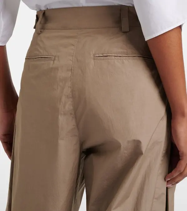 THE ROW Iven Cotton Poplin Wide-leg Pants - Green
