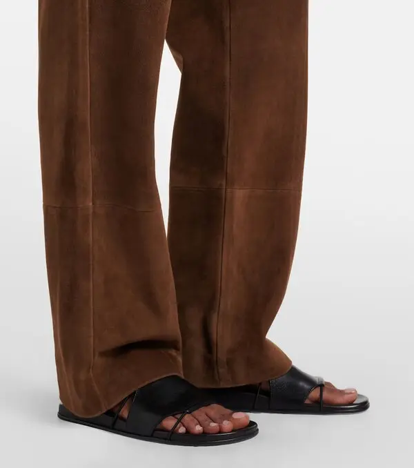 THE ROW Kenan Bootcut Suede Pants
