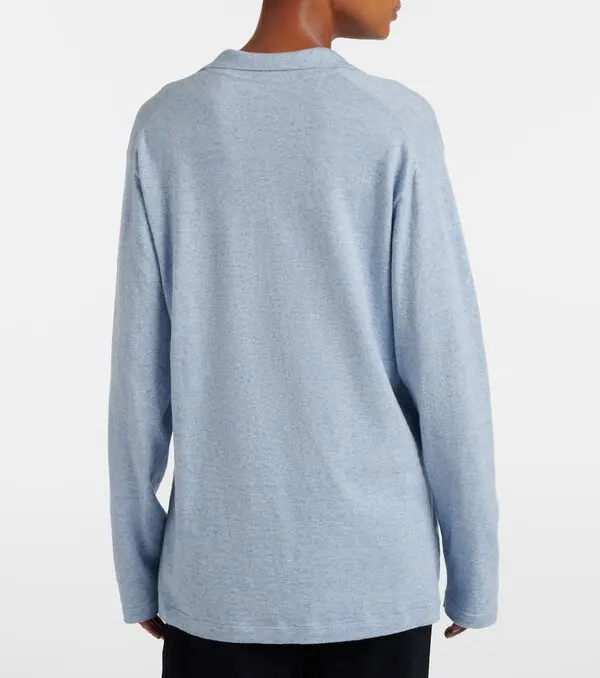 THE ROW Niosa Cotton And Linen Polo Sweater - Blue
