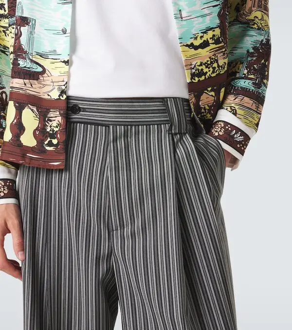 Versace Striped Virgin Wool Straight Pants