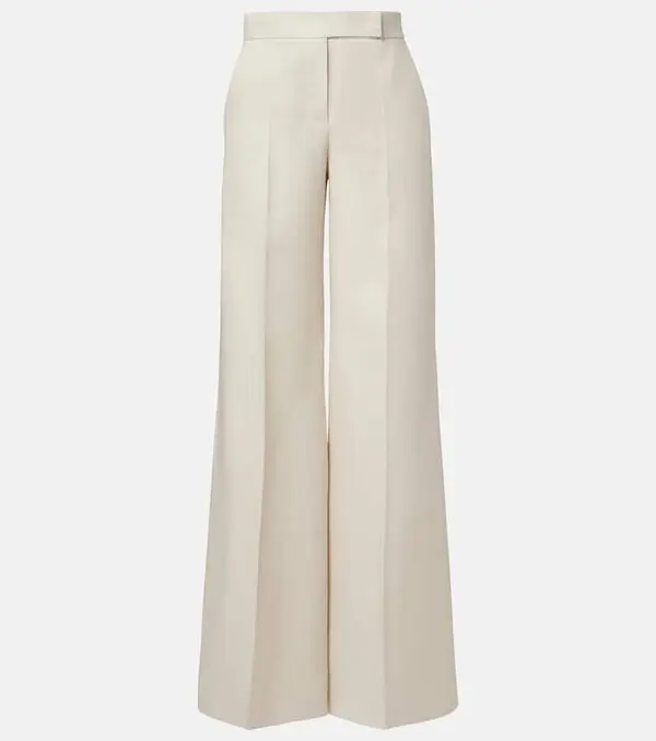 Max Mara Badesse High-rise Linen Wide-leg Pants - Beige