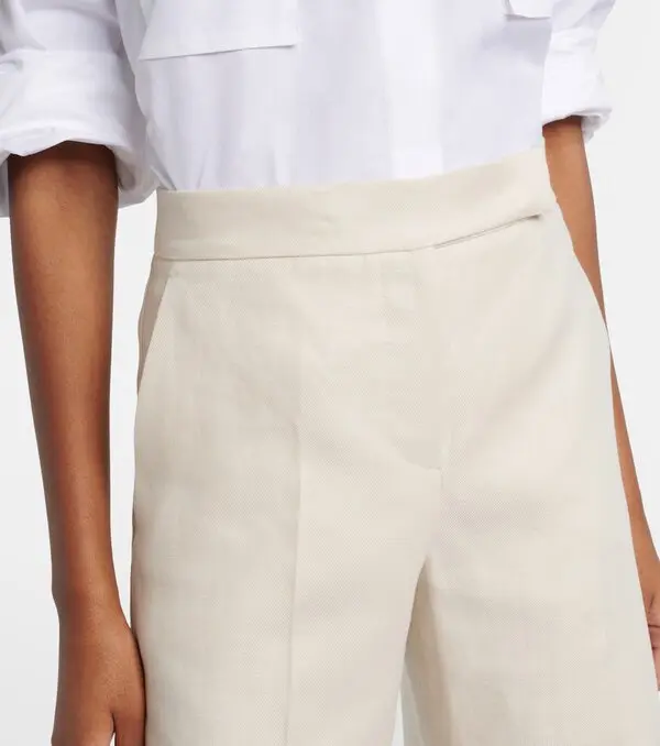 Max Mara Badesse High-rise Wide-leg Linen Pants - Beige