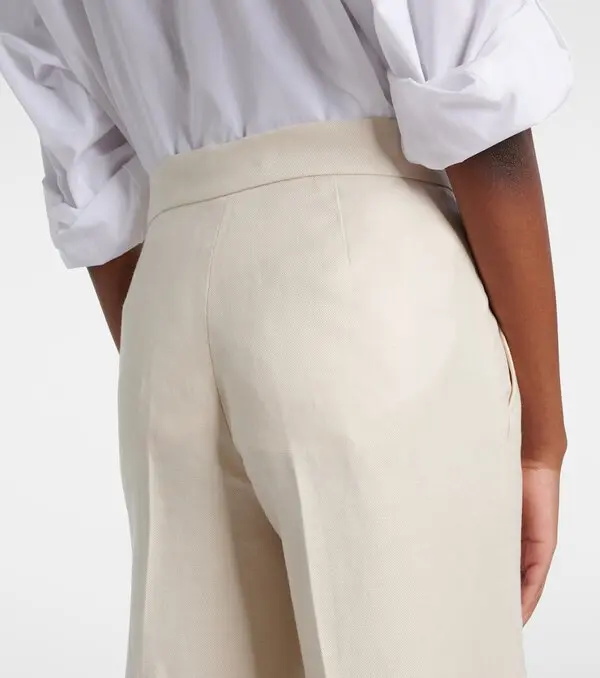 Max Mara Badesse High-rise Wide-leg Linen Pants - Beige