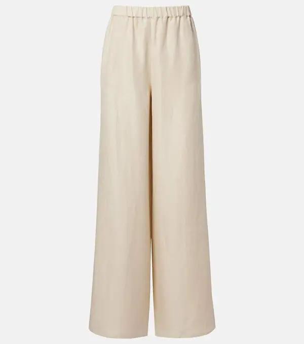 Max Mara Oro Linen And Silk Wide-leg Pants - Beige
