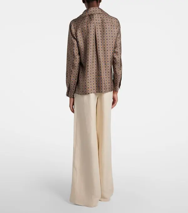 Max Mara Oro Linen And Silk Wide-leg Pants - Beige
