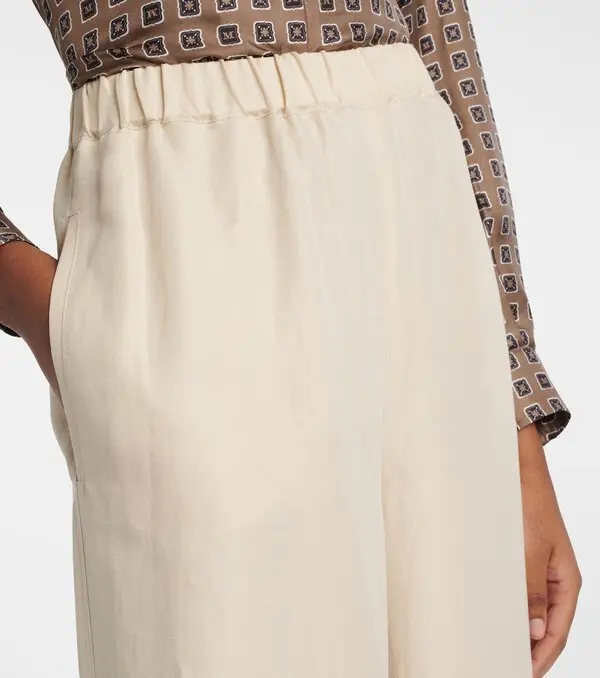Max Mara Oro Linen And Silk Wide-leg Pants - Beige