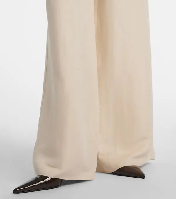 Max Mara Oro Linen And Silk Wide-leg Pants - Beige