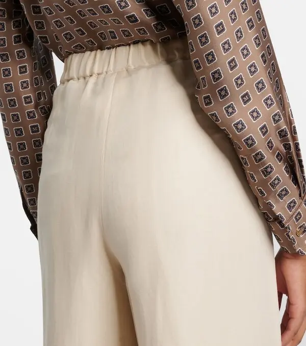 Max Mara Oro Linen And Silk Wide-leg Pants - Beige